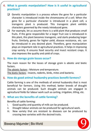 NCERT Solutions | Class IX | Science (Biology) | Chapter 15 | Improvement in Food Resources | PDF