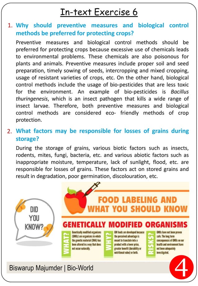 NCERT Solutions | Class IX | Science (Biology) | Chapter 15 | Improvement in Food Resources | PDF