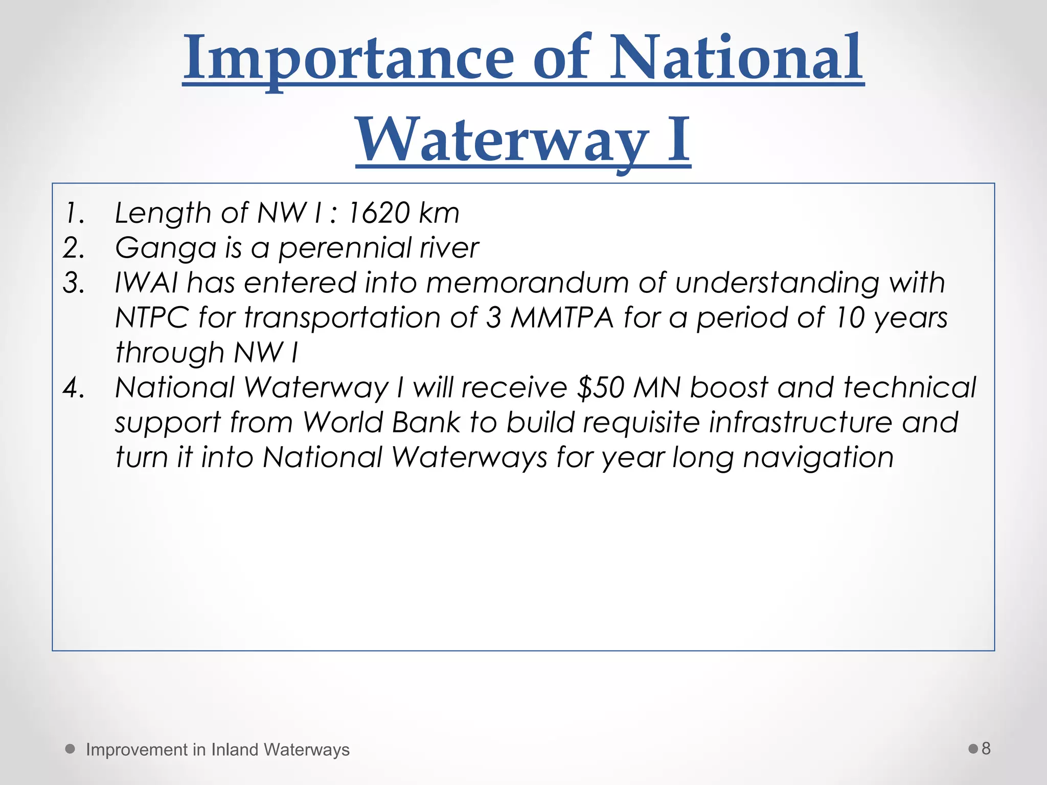Improvement in inland waterways | PPT