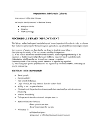 Improvement in microbial culture | PDF