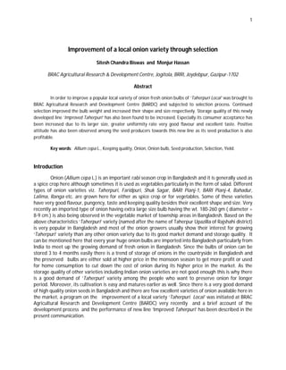 Improvement of a Local Onion Variety Through Selection | PDF