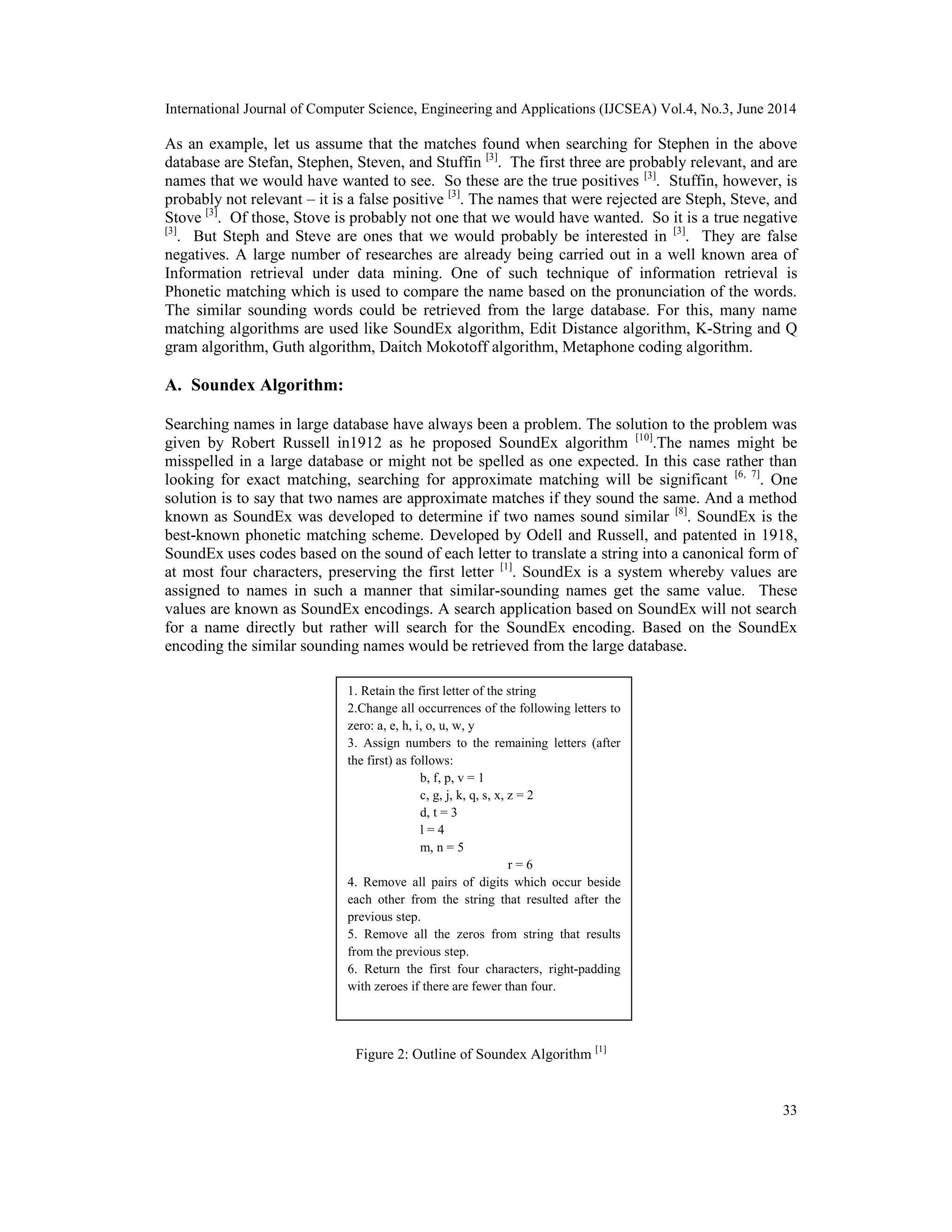 Improvement Of Soundex Algorithm For Indian Language Based On Phonetic Matching Pdf