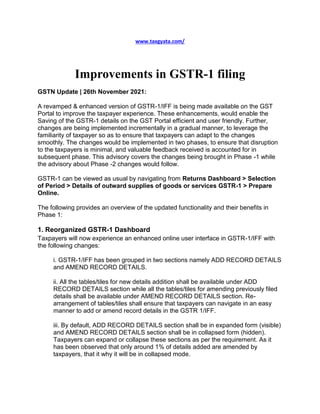 Improvements in GSTR-1 filing - TaxGyata | PDF