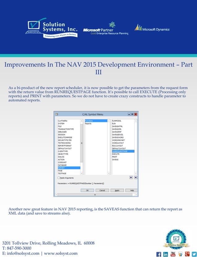 Improvements In The NAV 2015 Development Environment - Part III | PDF