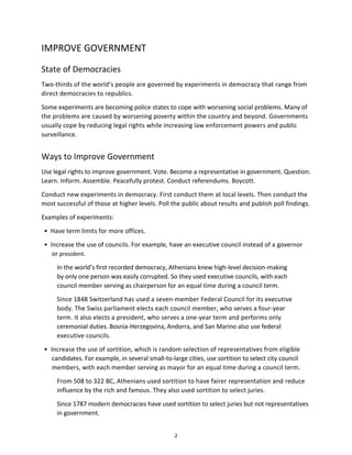 Improve Our World – People, Government, and Quality of Life | PDF