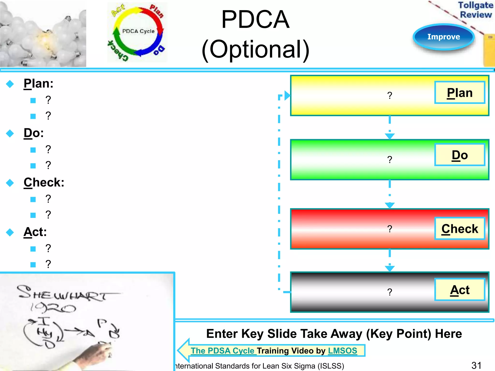 Improve phase lean six sigma tollgate template | PPTX
