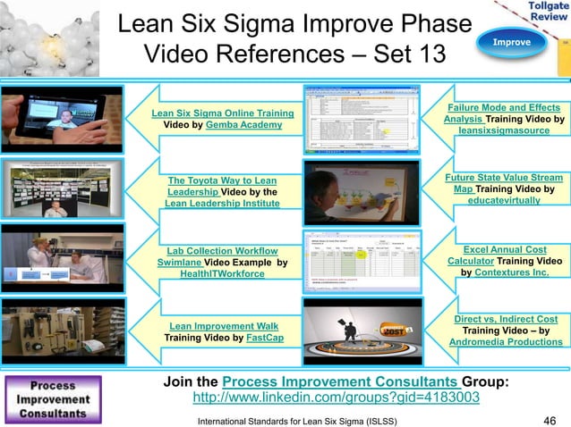 Improve phase lean six sigma tollgate template | PPT
