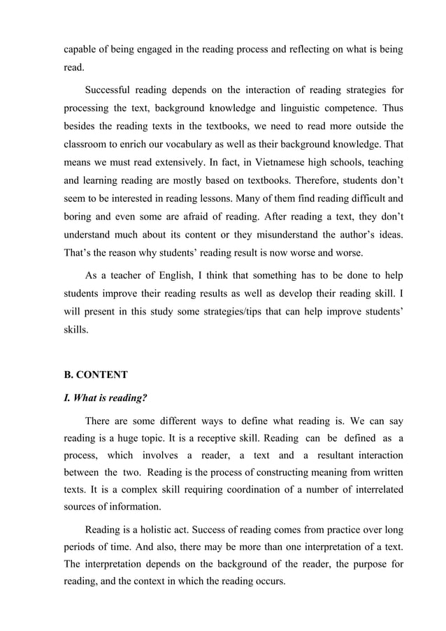 Improve reading skill | PDF