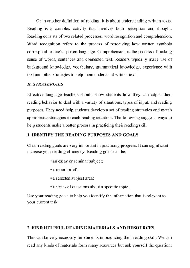 Improve reading skill | PDF