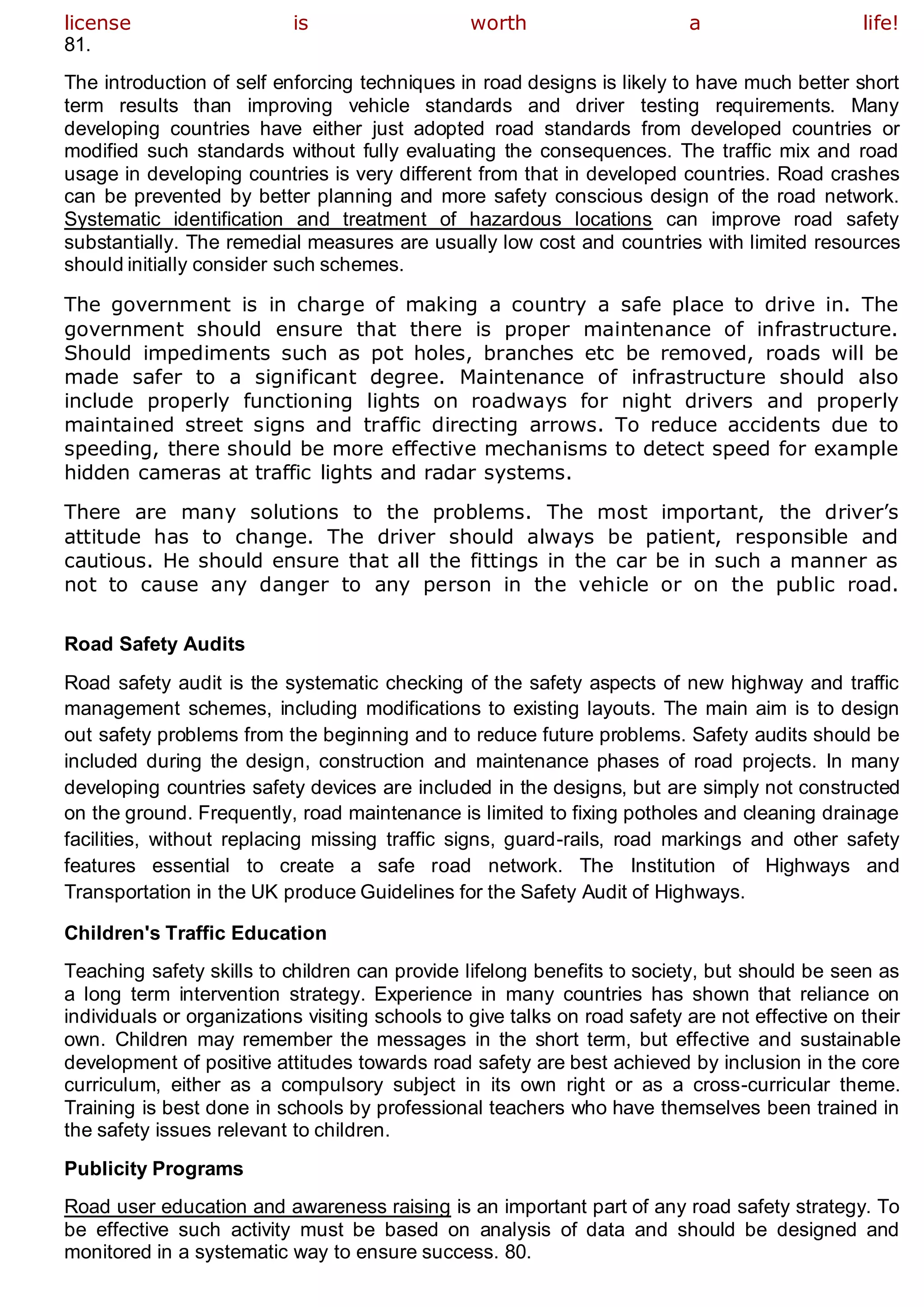 Improve road safety report | DOCX