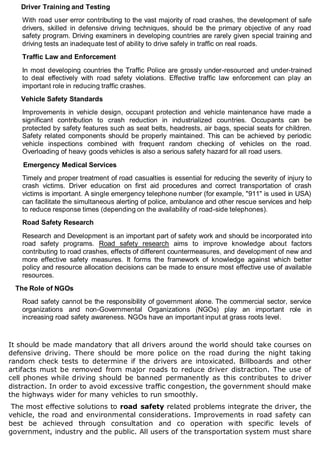 Improve road safety report | DOCX