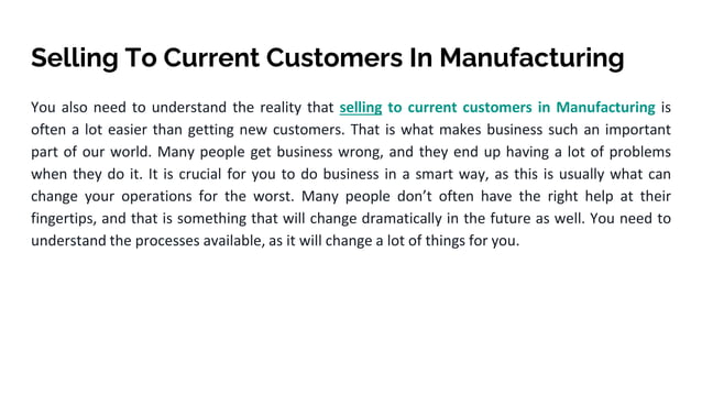 Improve sales in current customer base | PPT