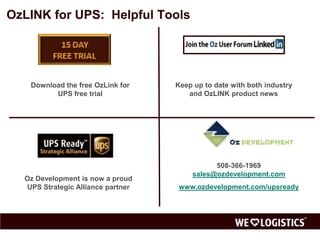 Improve UPS WorldShip with OzLINK | PPTX