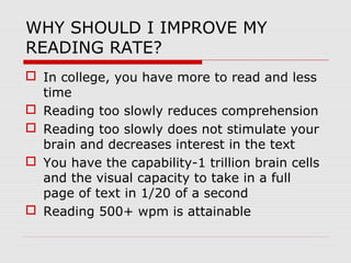 Improve your reading rate and comprehension (1) | PPT