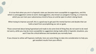 Improving Yourself Through Self Hypnosis | PPT