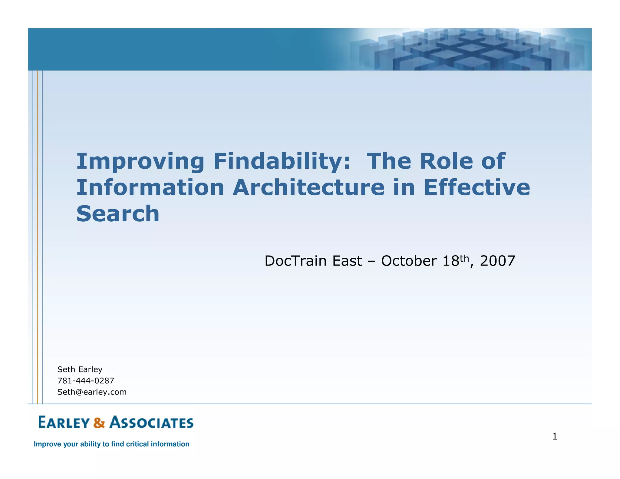 Improving Findability: The Role of Information Architecture in Effective Search | PDF | Search ...