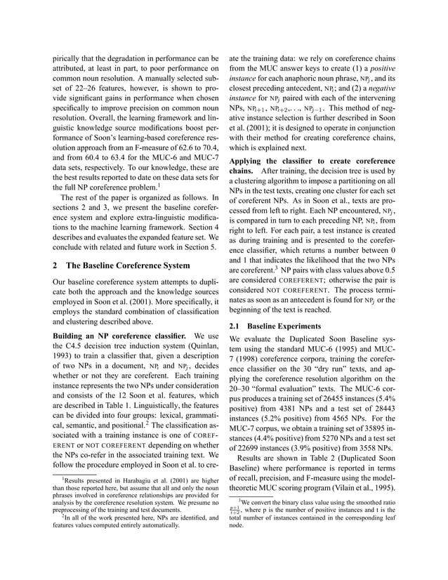 Improving Machine Learning Approaches to Coreference Resolution | PDF