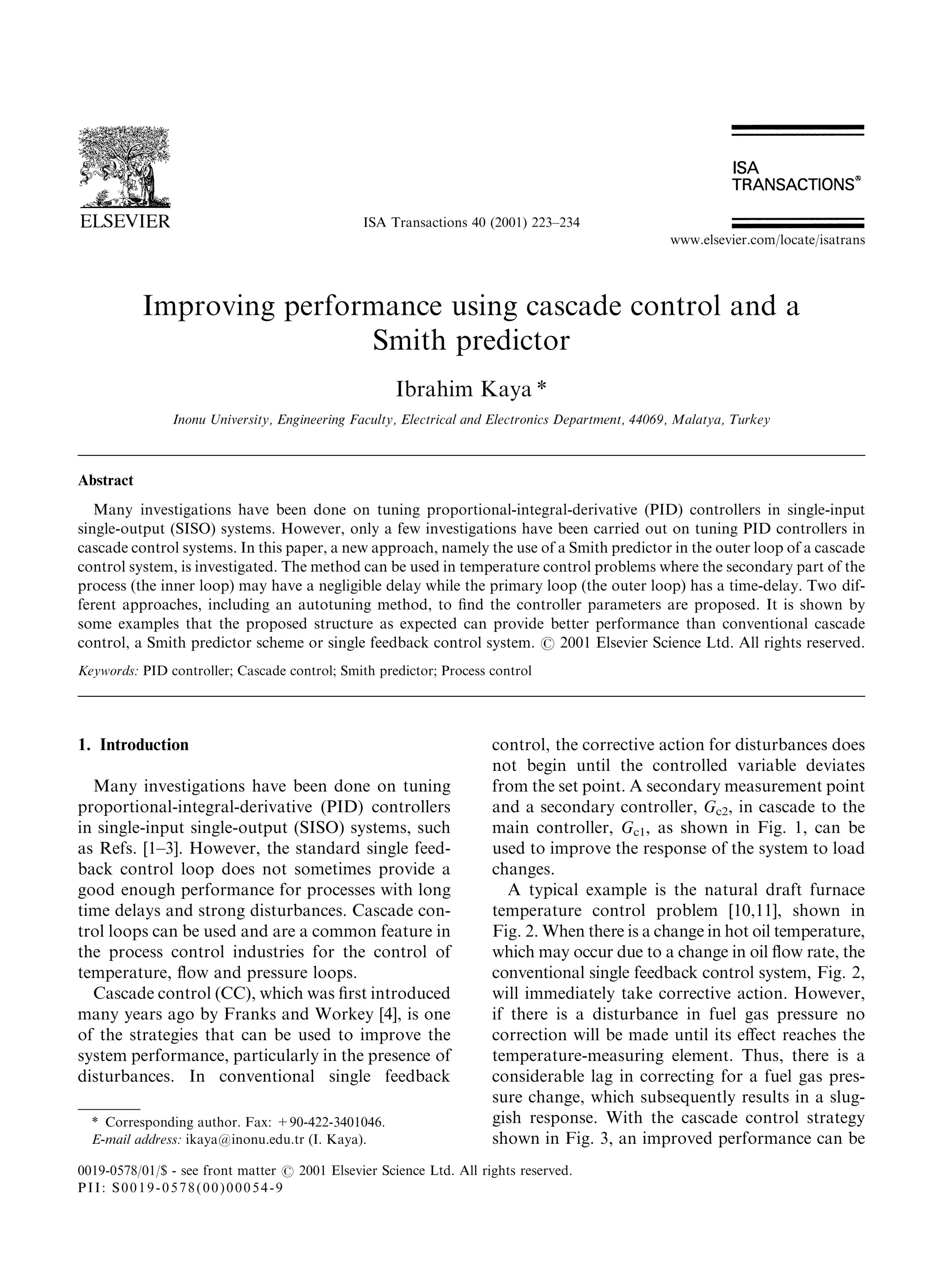Improving Performance Using Cascade Control And A Smith Predictor Pdf