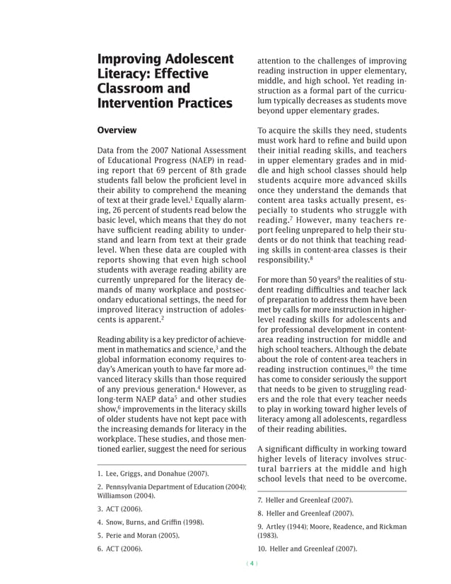 Improving adolescent literacy effective classroom and intervention ...