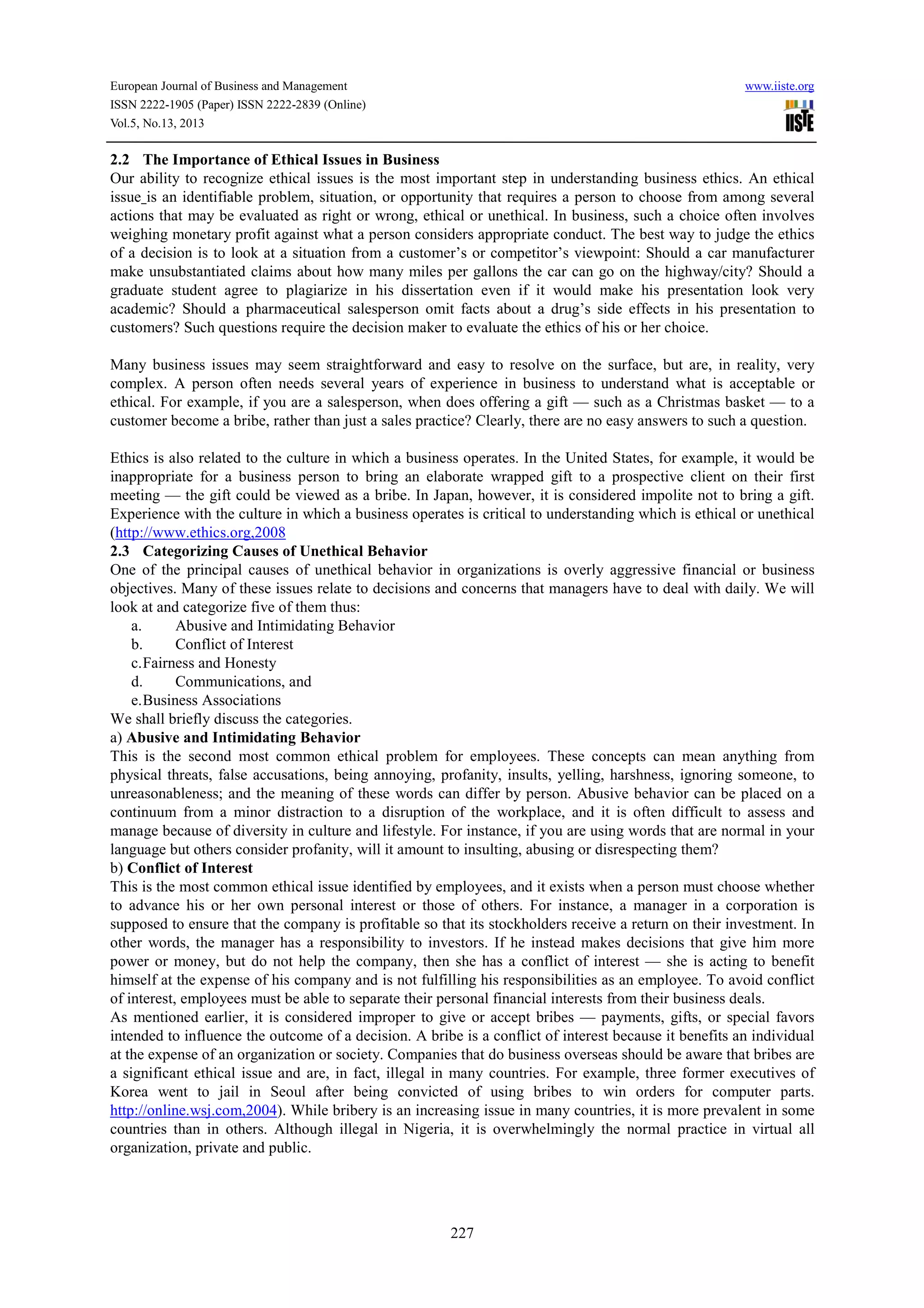 Improving and promoting ethical behavior in business relations | PDF