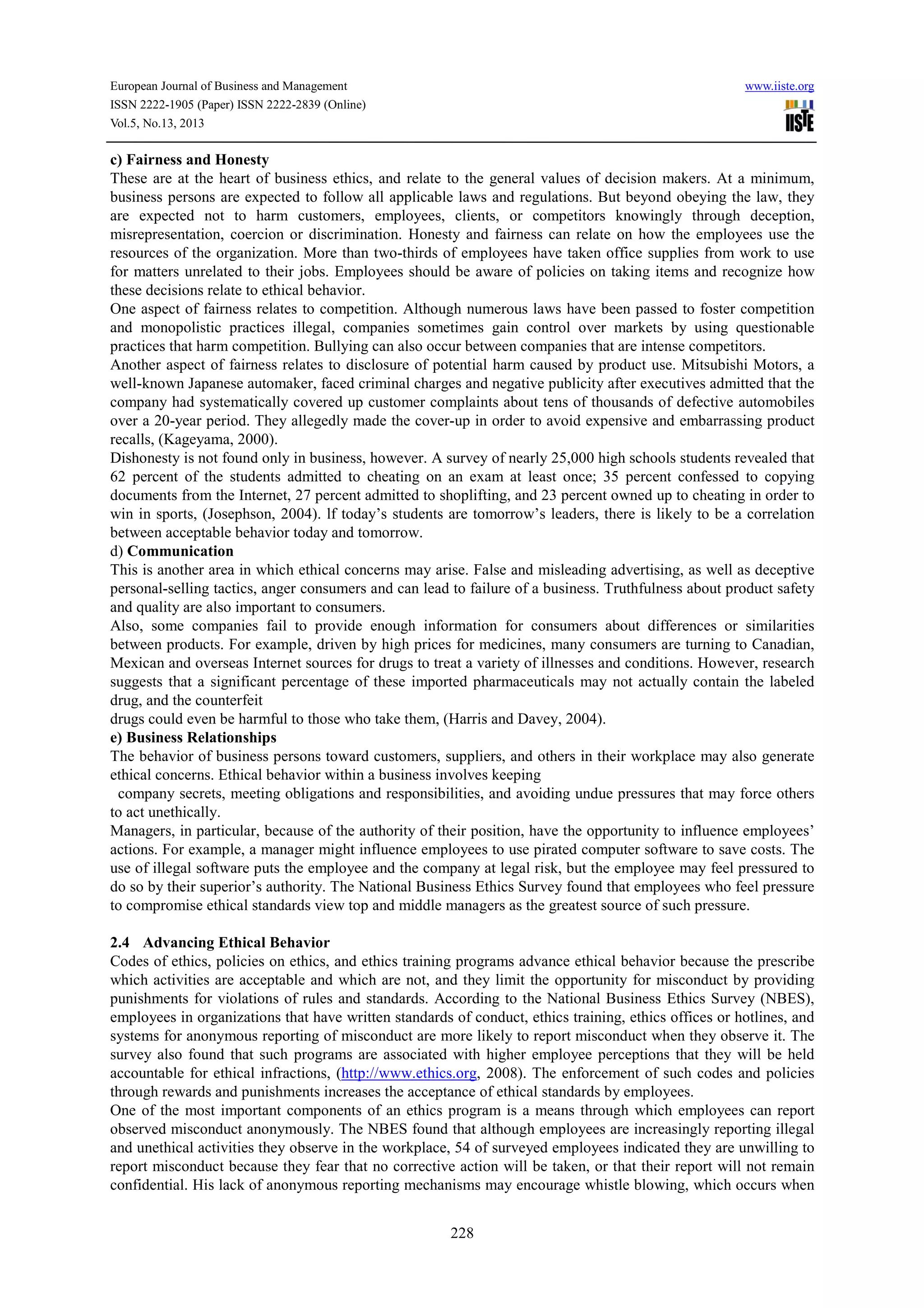 Improving and promoting ethical behavior in business relations | PDF