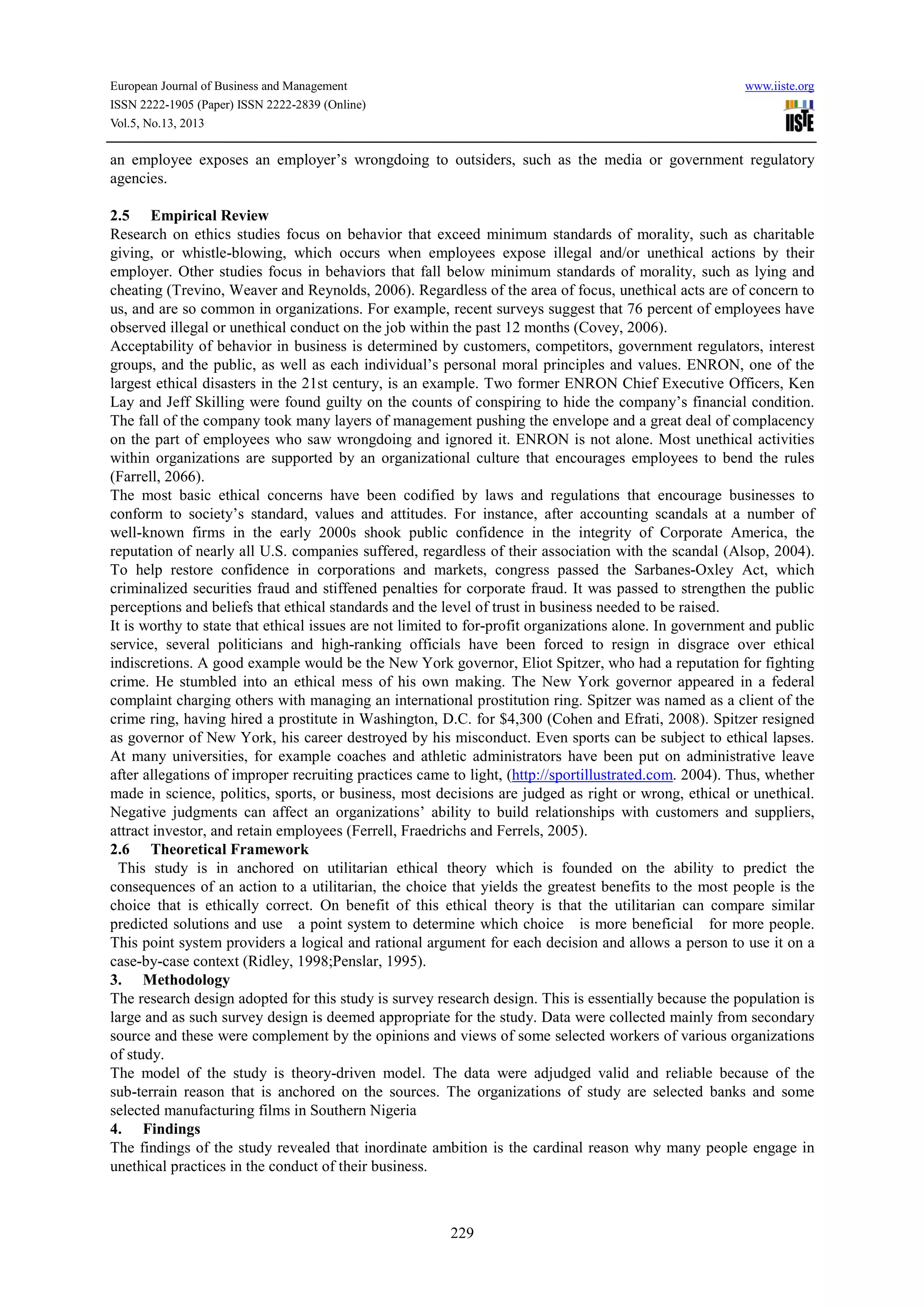 Improving and promoting ethical behavior in business relations | PDF