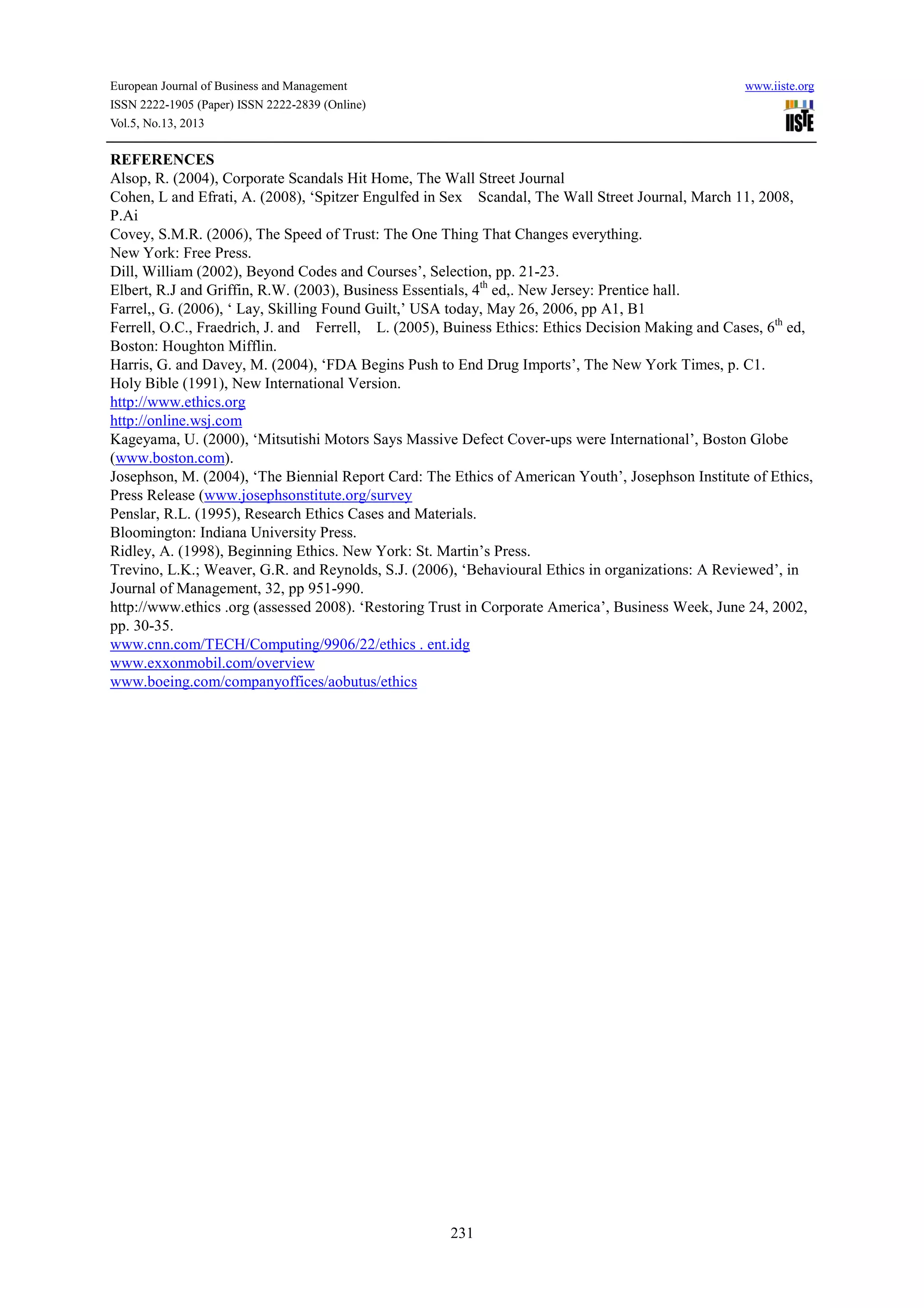 Improving and promoting ethical behavior in business relations | PDF