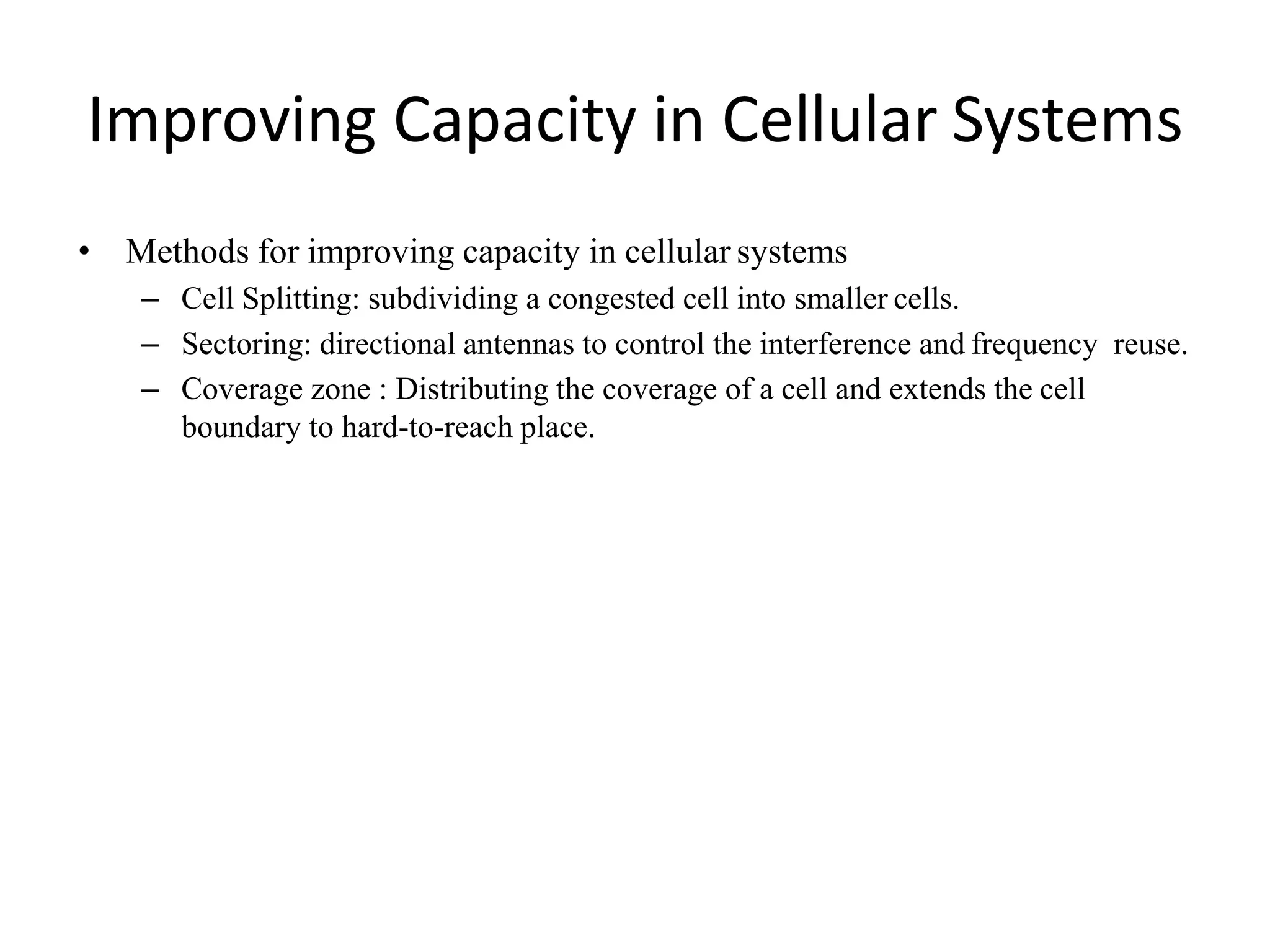 Improving coverage and capacity in cellular systems | PDF