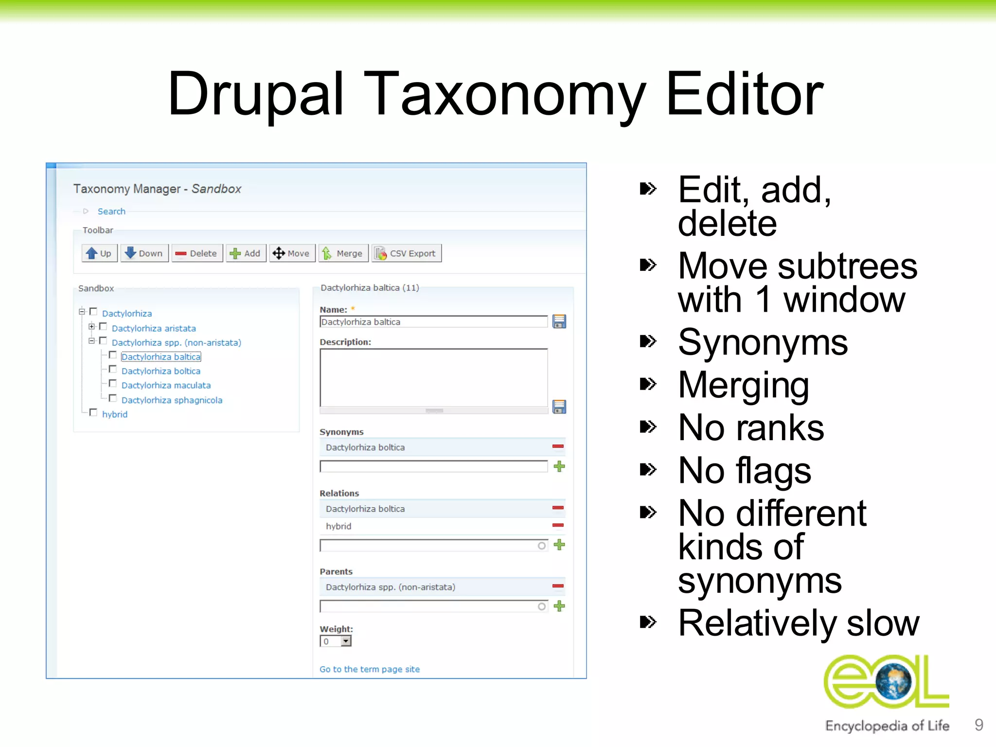 Improving Drupal Taxonomy Editor | PPT | Biological Sciences | Science