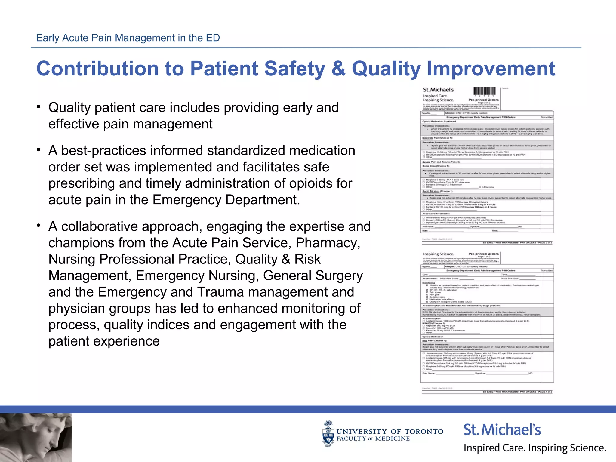 Improving early acute pain management in an academic tertiary centre ...
