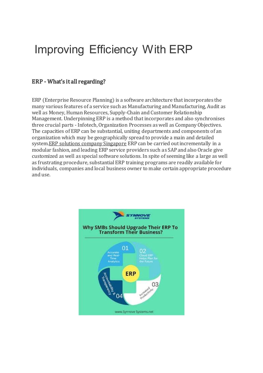 Improving efficiency with erp