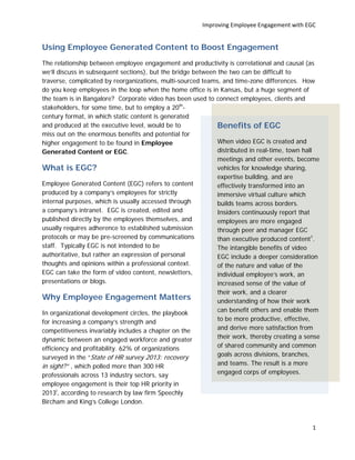 Improve Employee Engagement with Employee Generated Content (EGC) | PDF