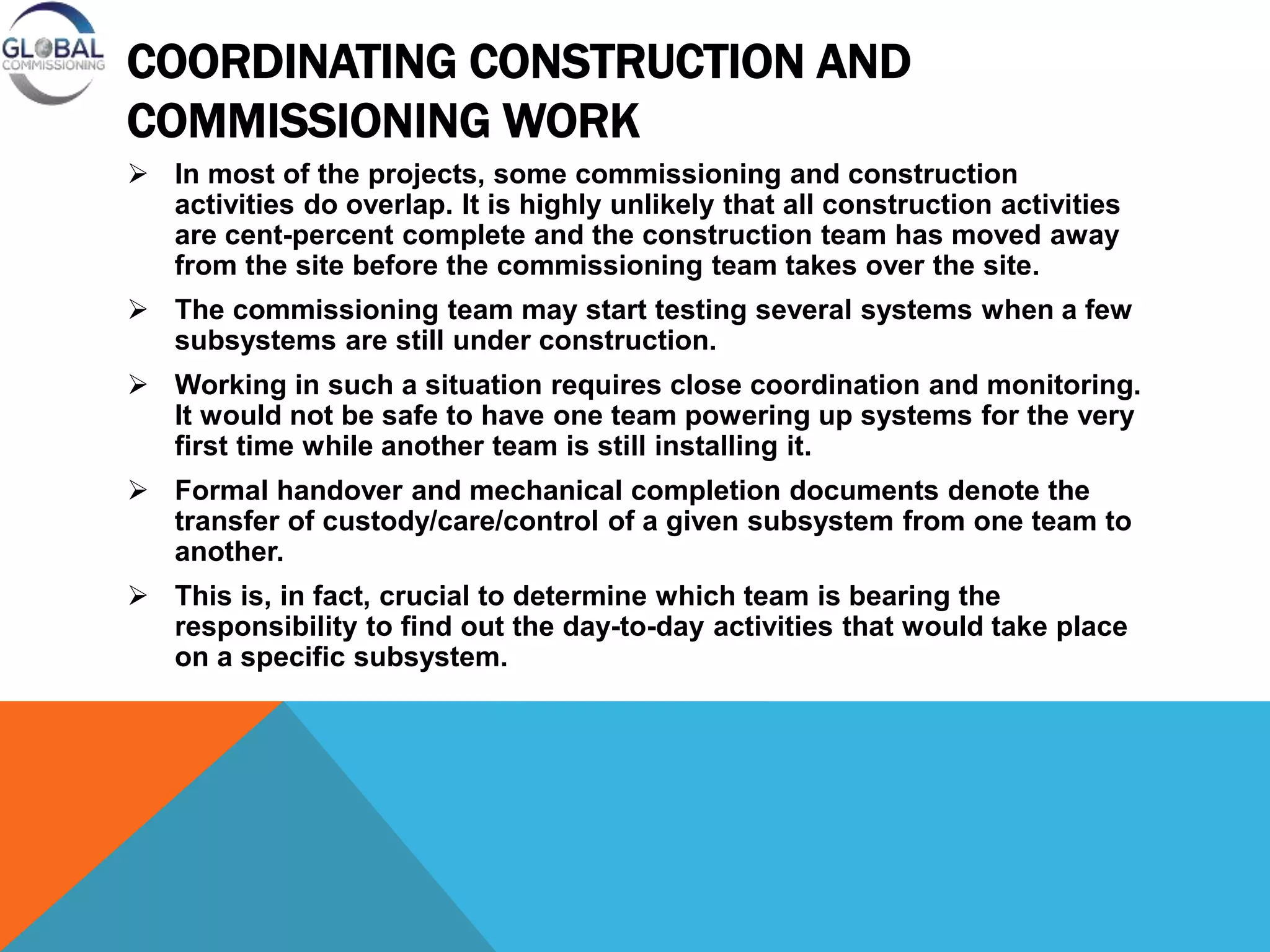 Improving Handover from Construction Phase to Commissioning Phase | PPTX