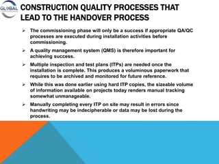 Improving Handover from Construction Phase to Commissioning Phase | PPTX