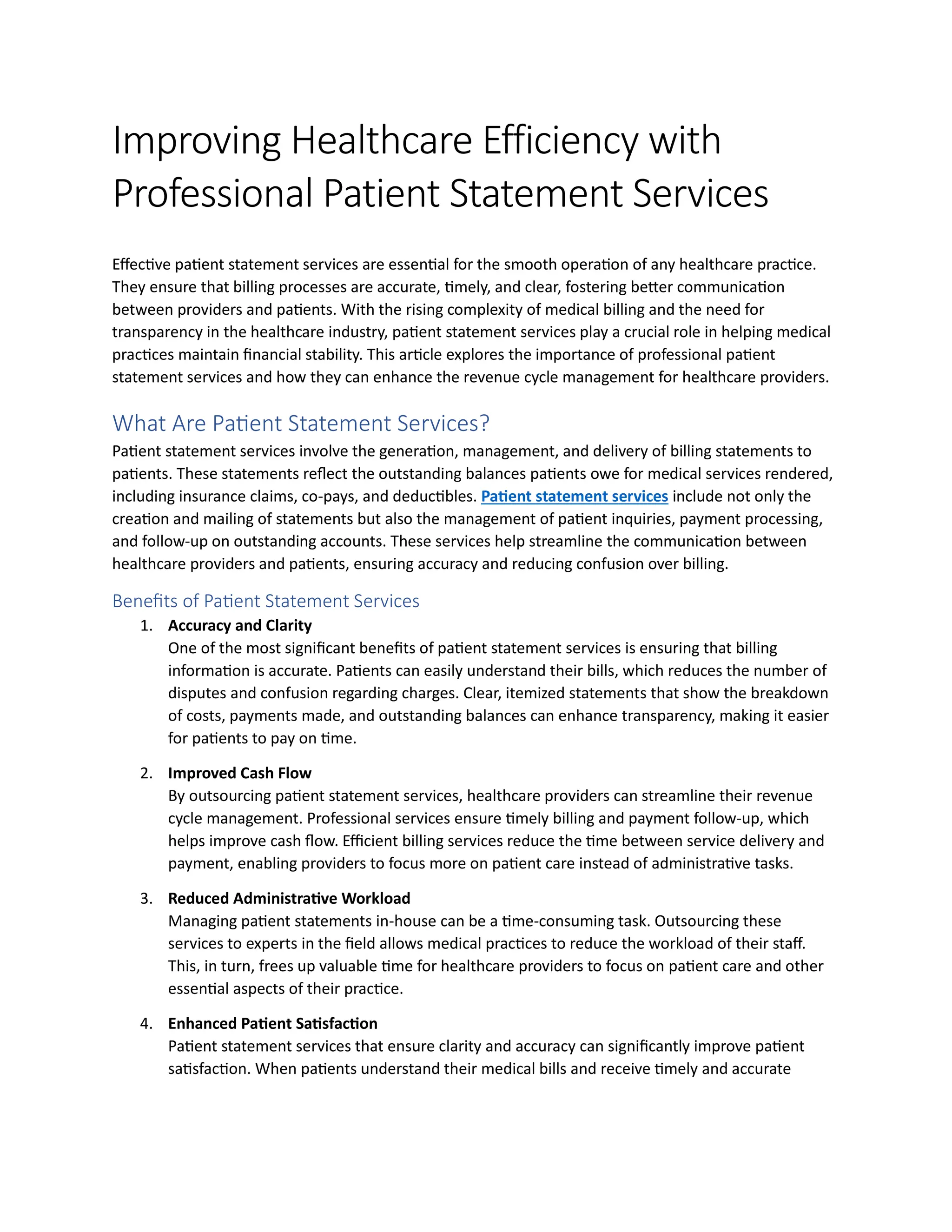 Improving Healthcare Efficiency with Professional Patient Statement ...
