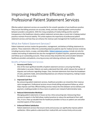 Improving Healthcare Efficiency with Professional Patient Statement ...