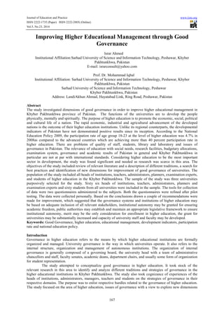 Improving higher educational management through good governance | PDF