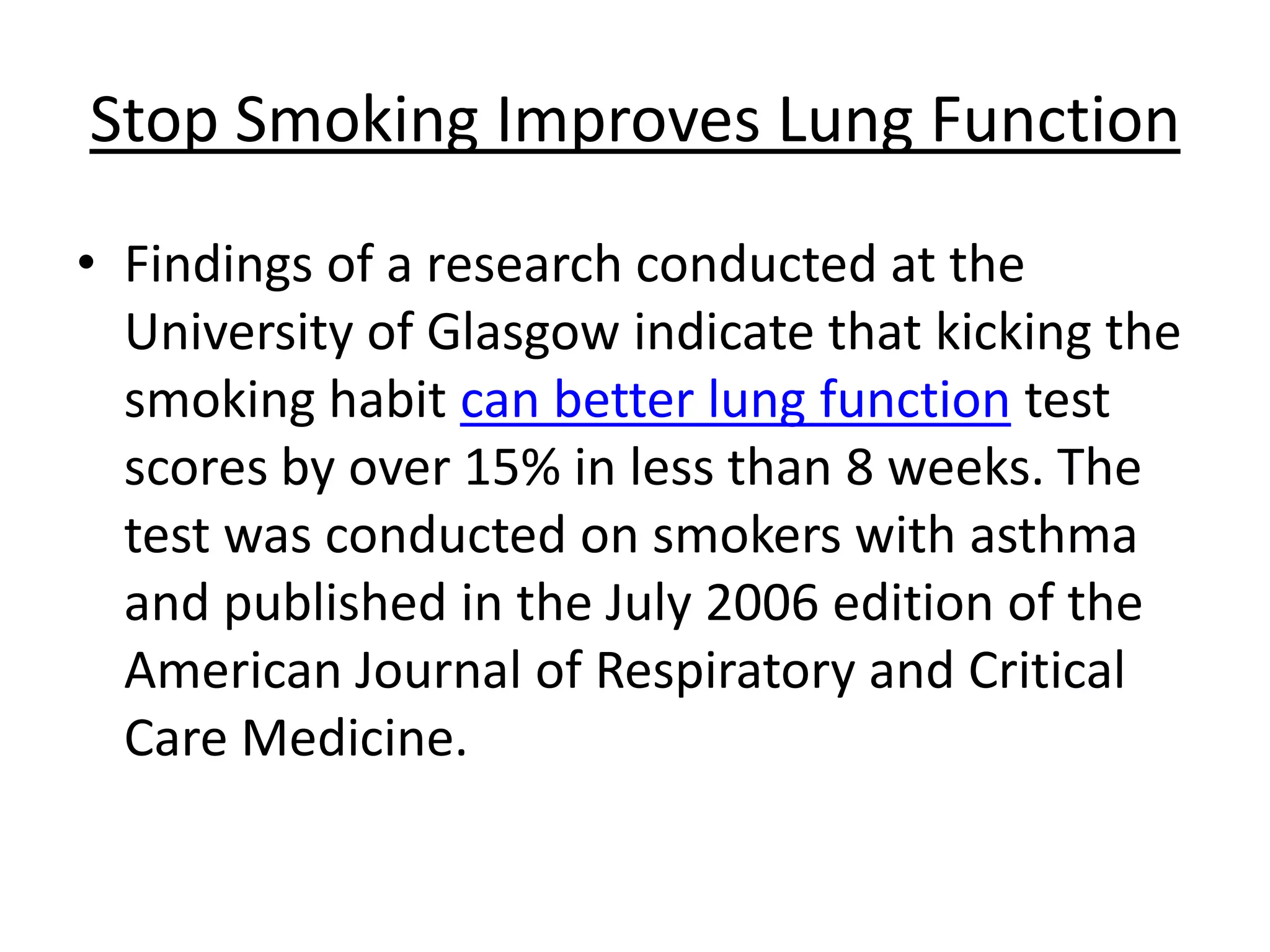 Improving lung function after smoking cessation | PPTX