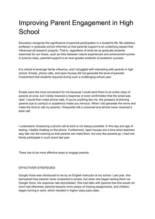 Improving Parent Engagement in High School.pdf | Parenting | Family and ...