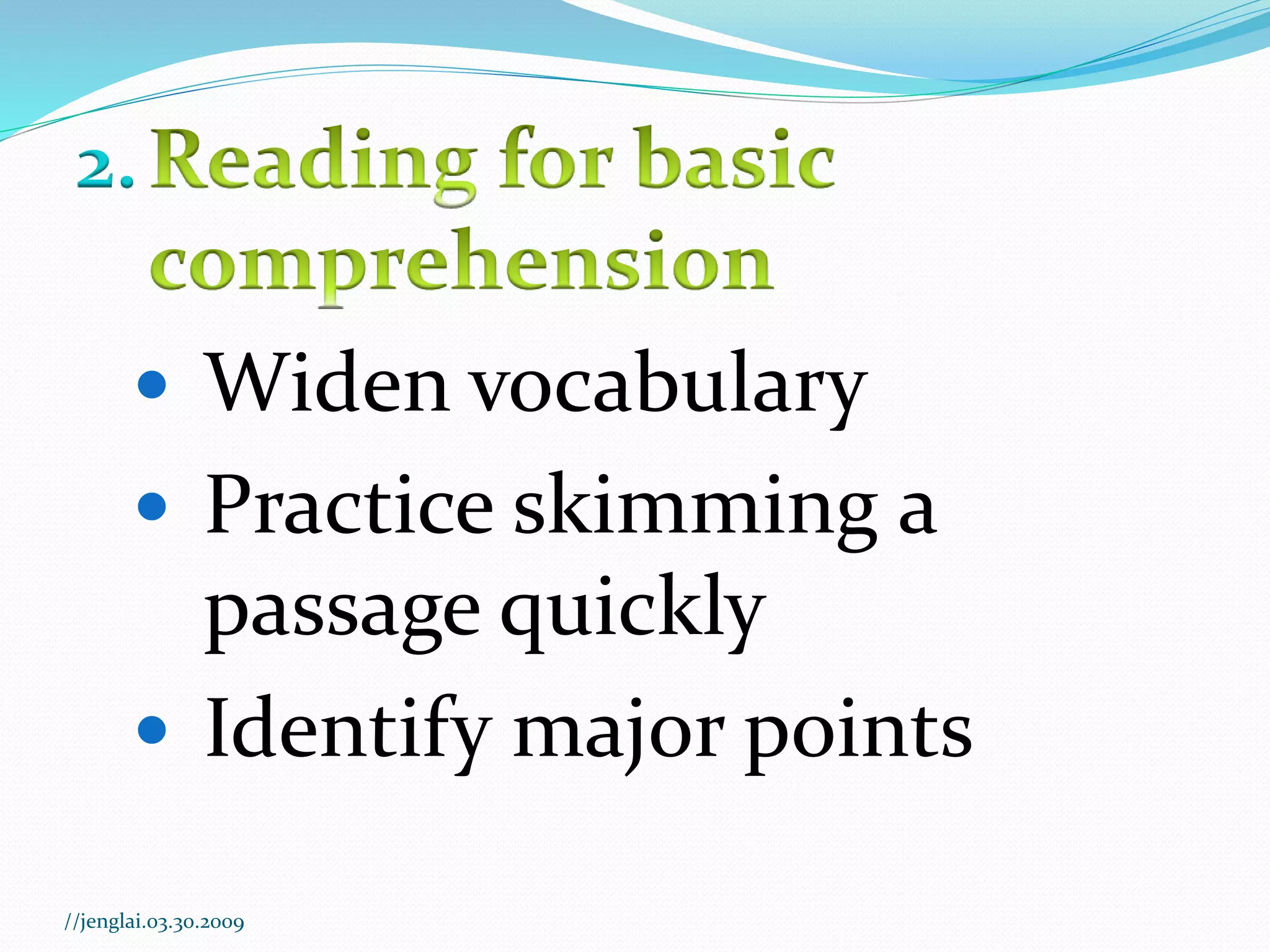 Improving performance in reading (TOEFL iBT Review) | PPT