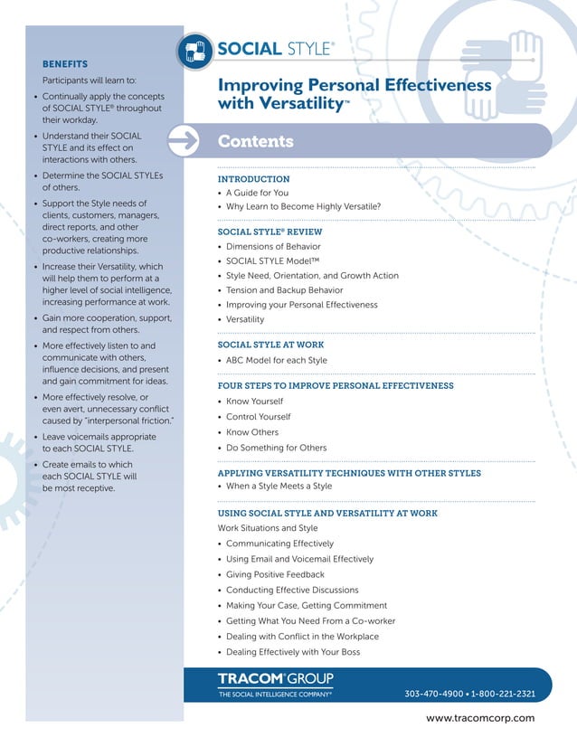 Improving personal effectiveness with versatility applications guide | PDF