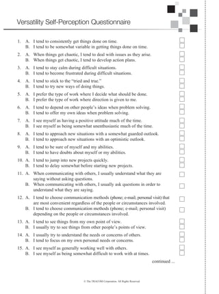 Improving personal effectiveness with versatility concepts guide and ...