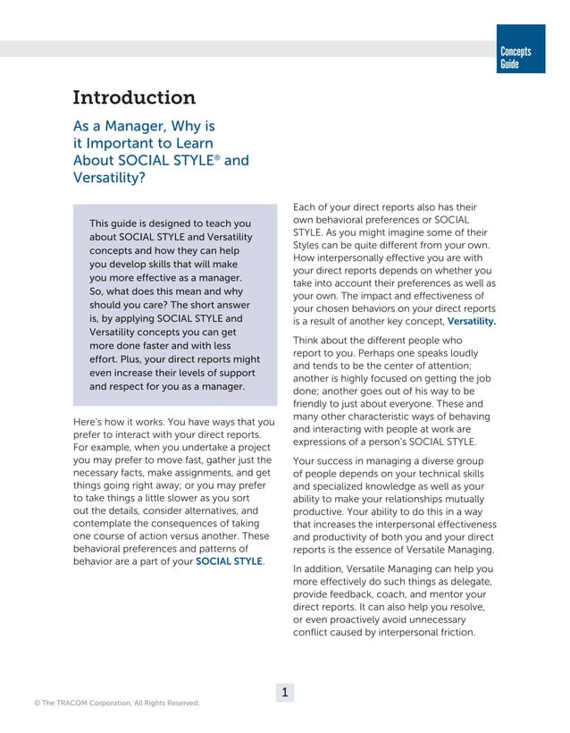 Improving personal effectiveness with versatility concepts guide and ...