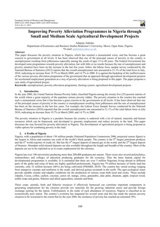Improving poverty alleviation programmes in nigeria through small and ...