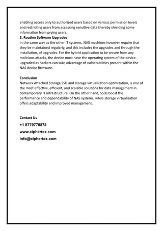 Improving Productivity and Safety Through the Use of Network Attached Storage | PDF