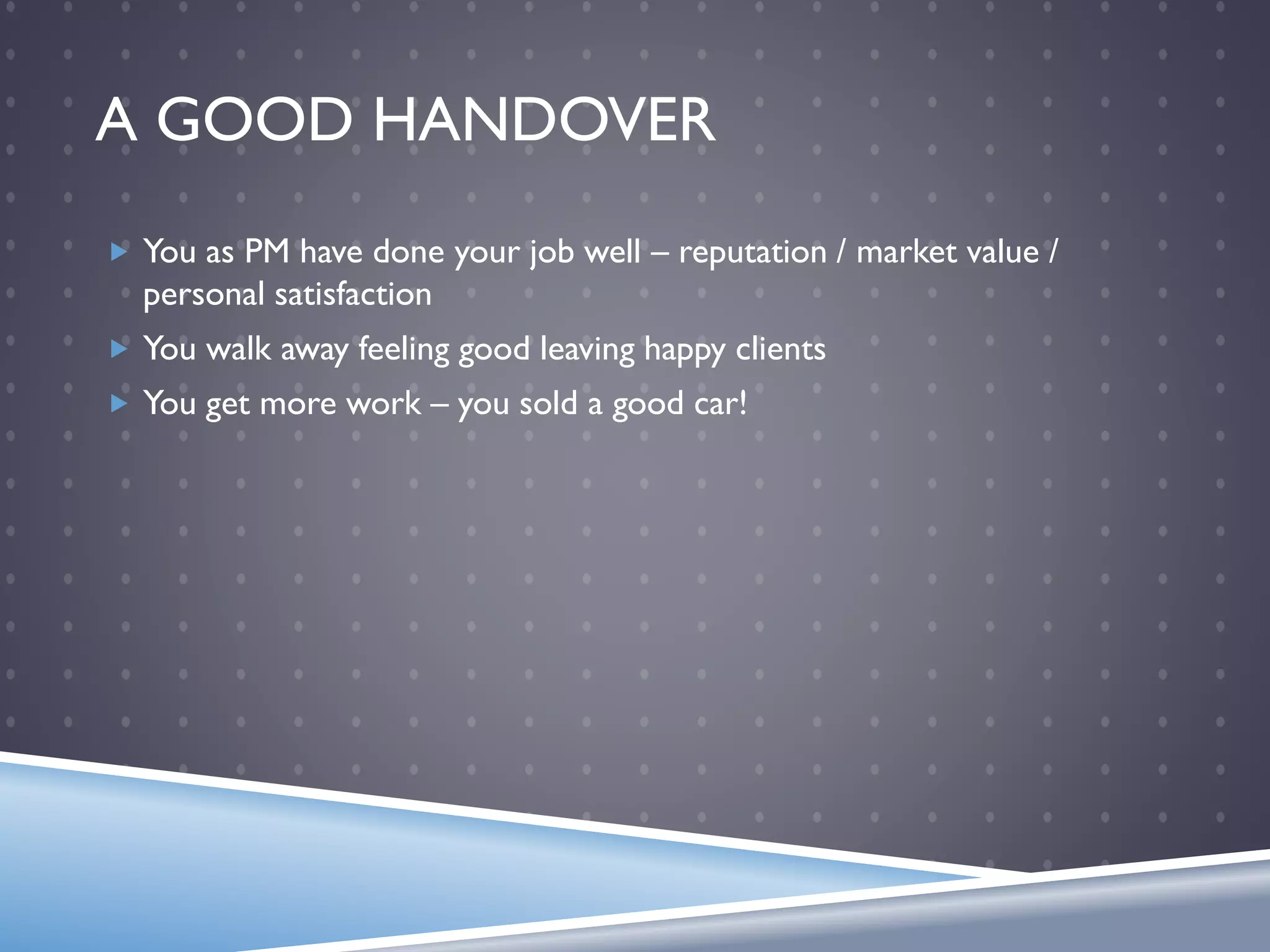 Improving project handover webinar, 12 April 2018 | PDF