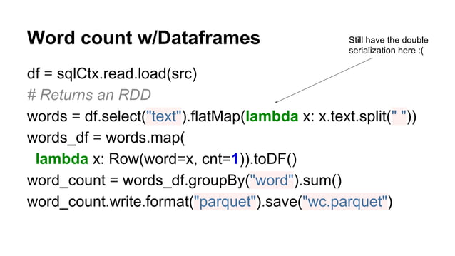 Improving Pyspark Performance Spark Performance Beyond The Jvm Pdf