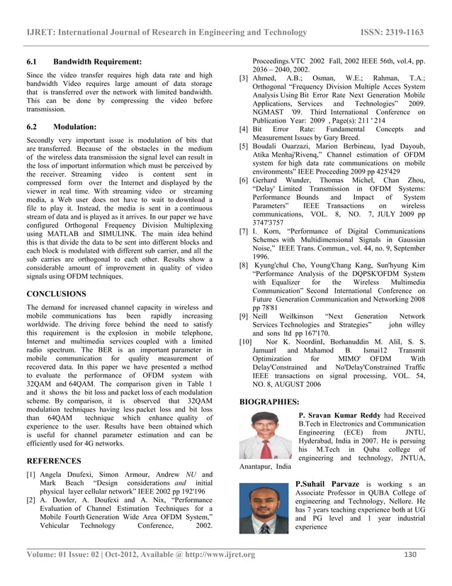 Improving Quality Of Service Using Ofdm Technique For 4 Th Generation