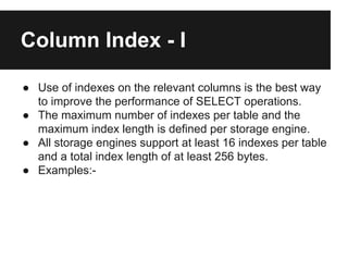 MySQL Indexing : Improving Query Performance Using Index (Covering Index) | PPT