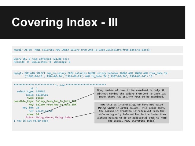 Mysql Indexing Improving Query Performance Using Index Covering In